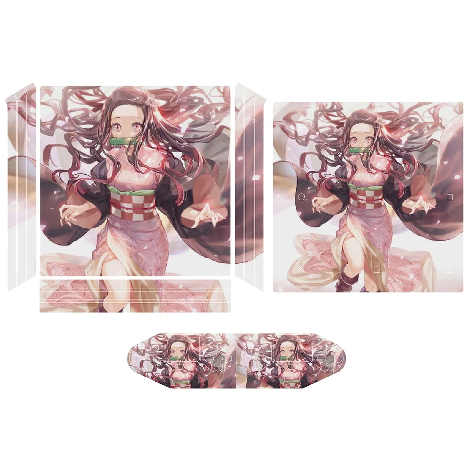 ZHENGJC Kimetsu No Yaiba_Kamado Nezuko PS4 Controller and Console Skin Sticker Protective Cover Wireless/Wired Gamepad Full Body Vinyl Decal white-style-9 for Pro