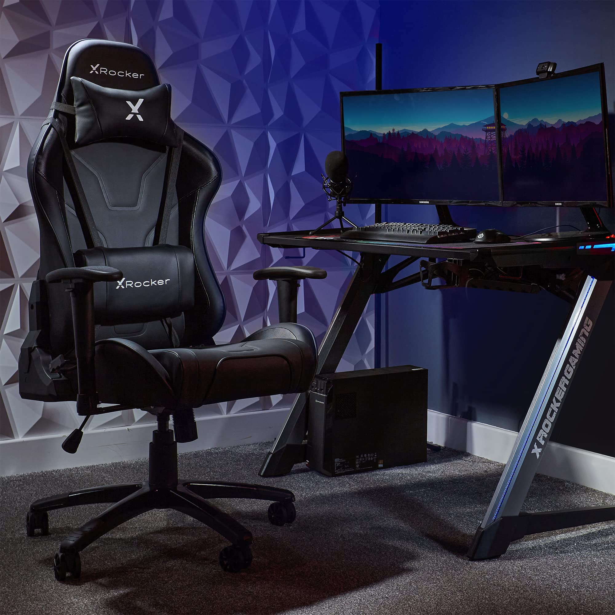 X-Rocker Agility Sport Esport Gaming Chair with Comfort Adjustability - Carbon Black
