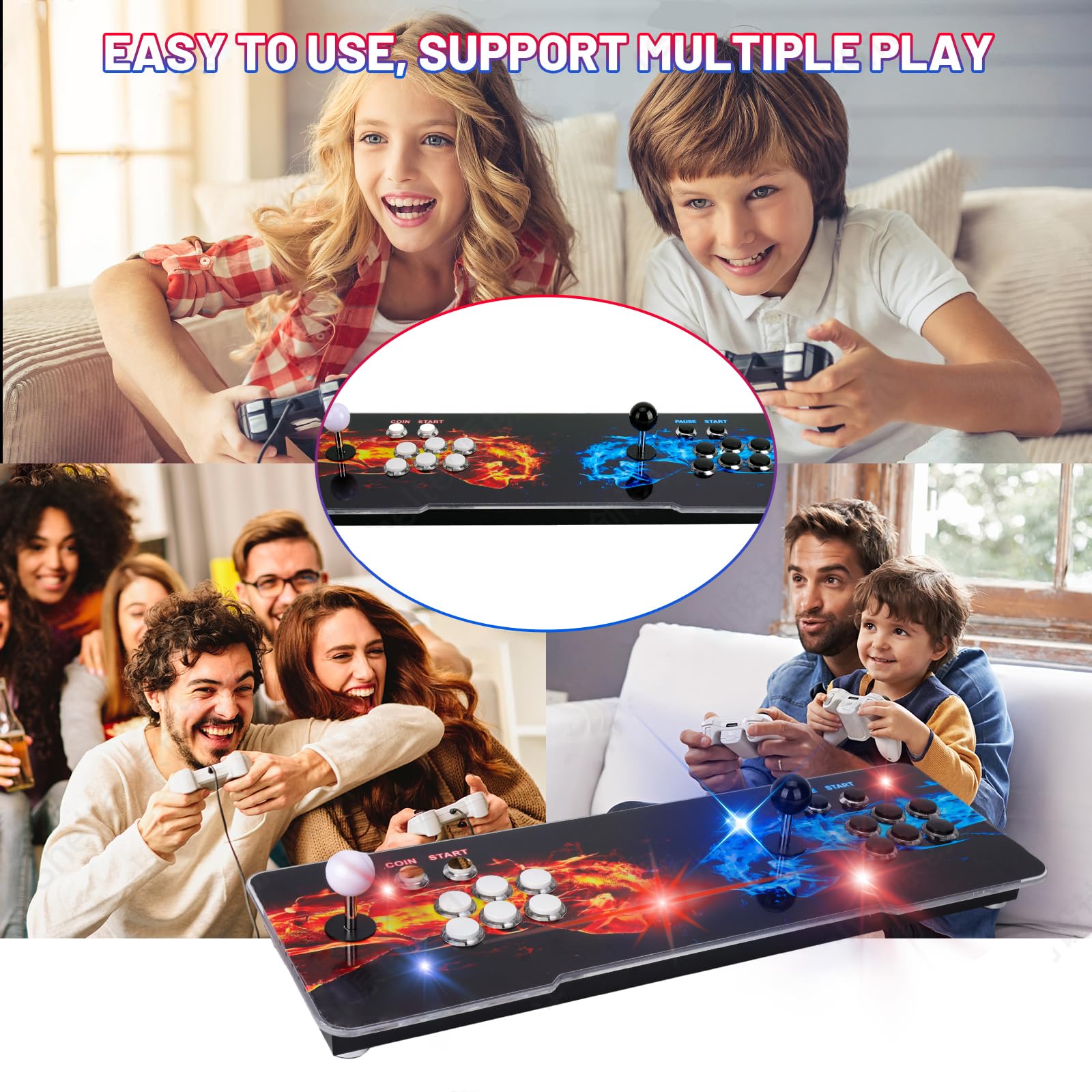 TOJASDN 10000 Games in 1 Pandora Box Arcade Game Console , Box 3D Double Stick,WiFi Function to Add More Games,Retro Game Machine for PC & Projector & TV,1920x1080P,Favorite List,4 Players Online Game