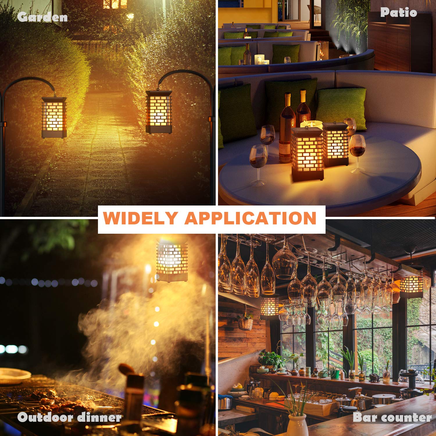 YEHOBU Solar Lanterns Lights 2 Pack- 99 LEDs Solar Lanterns Dancing Flickering Flame for Christmas Decorations- IP65 Waterproof Hanging Outdoor Solar Lights for Garden Porch Patio Balcony Yard Pathway