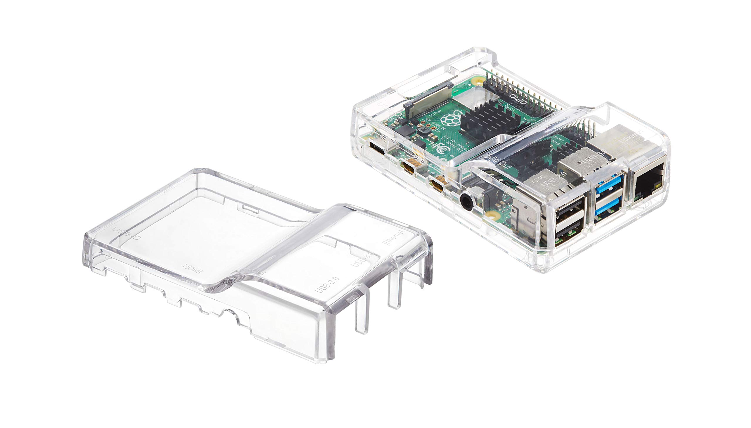 Vilros Clear Transparent Slim Compact Case for Raspberry Pi 4-Includes Sealed and Open Cover Options