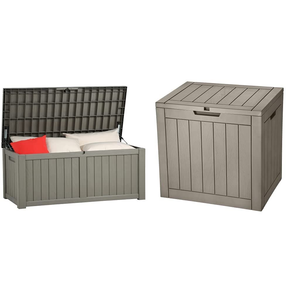 YITAHOME 120 Gallon and 30 Gallon Outdoor Storage Deck Boxes for Patio Furniture, Cushions and Pool Accessories