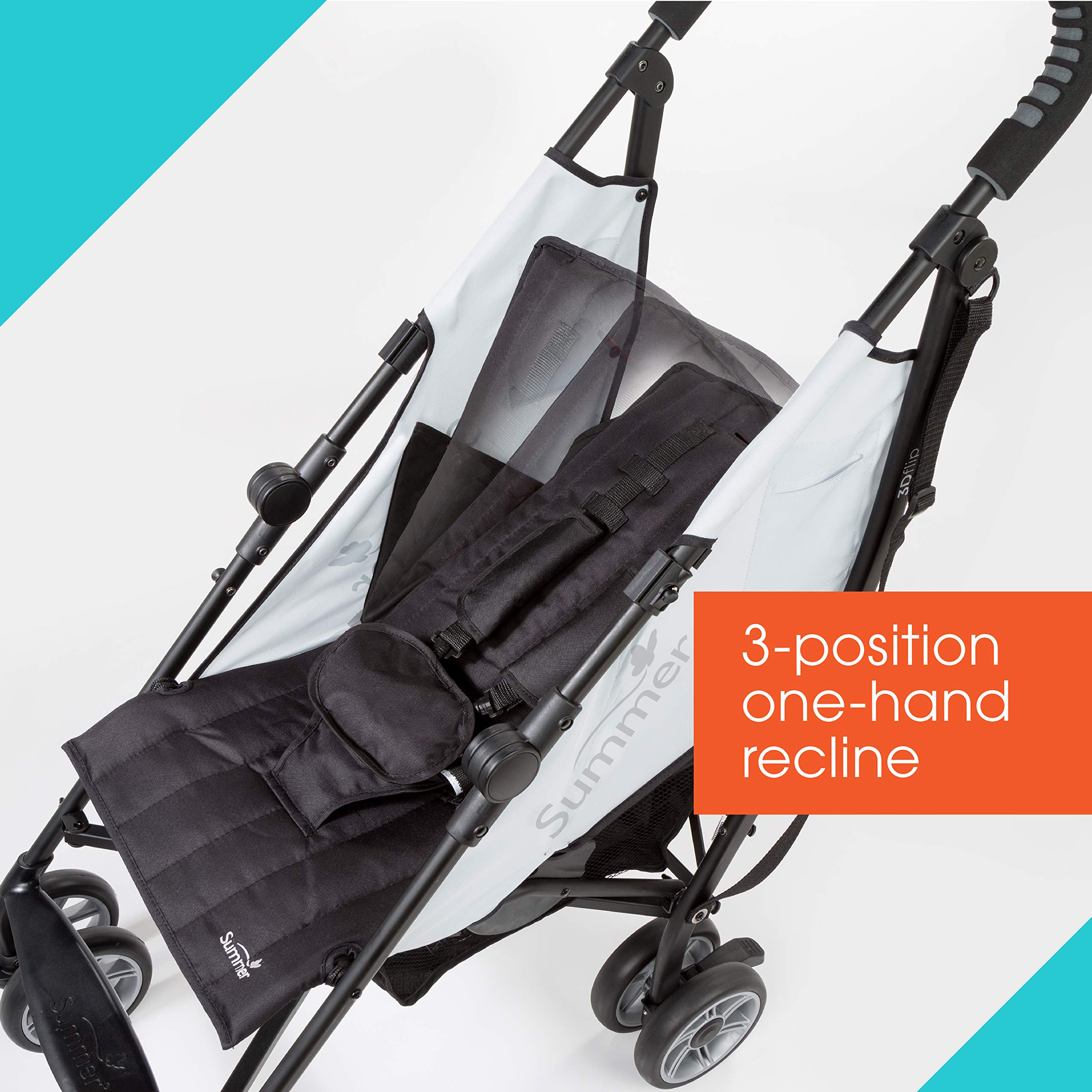 Summer 3Dflip Convenience Stroller, Black/Gray - Lightweight Umbrella Stroller with Reversible Seat Design for Rear and Forward Facing, Compact Fold, Adjustable Oversized Canopy,1 Count (Pack of 1)