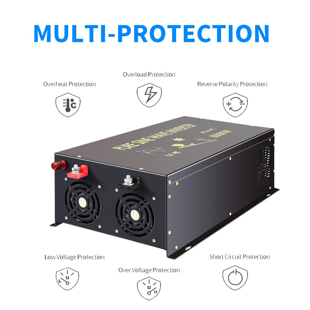 WZRELB 8000W 24VDC to 120VAC Pure Sine Wave Solar Power Inverter Homeuse Car Inverter