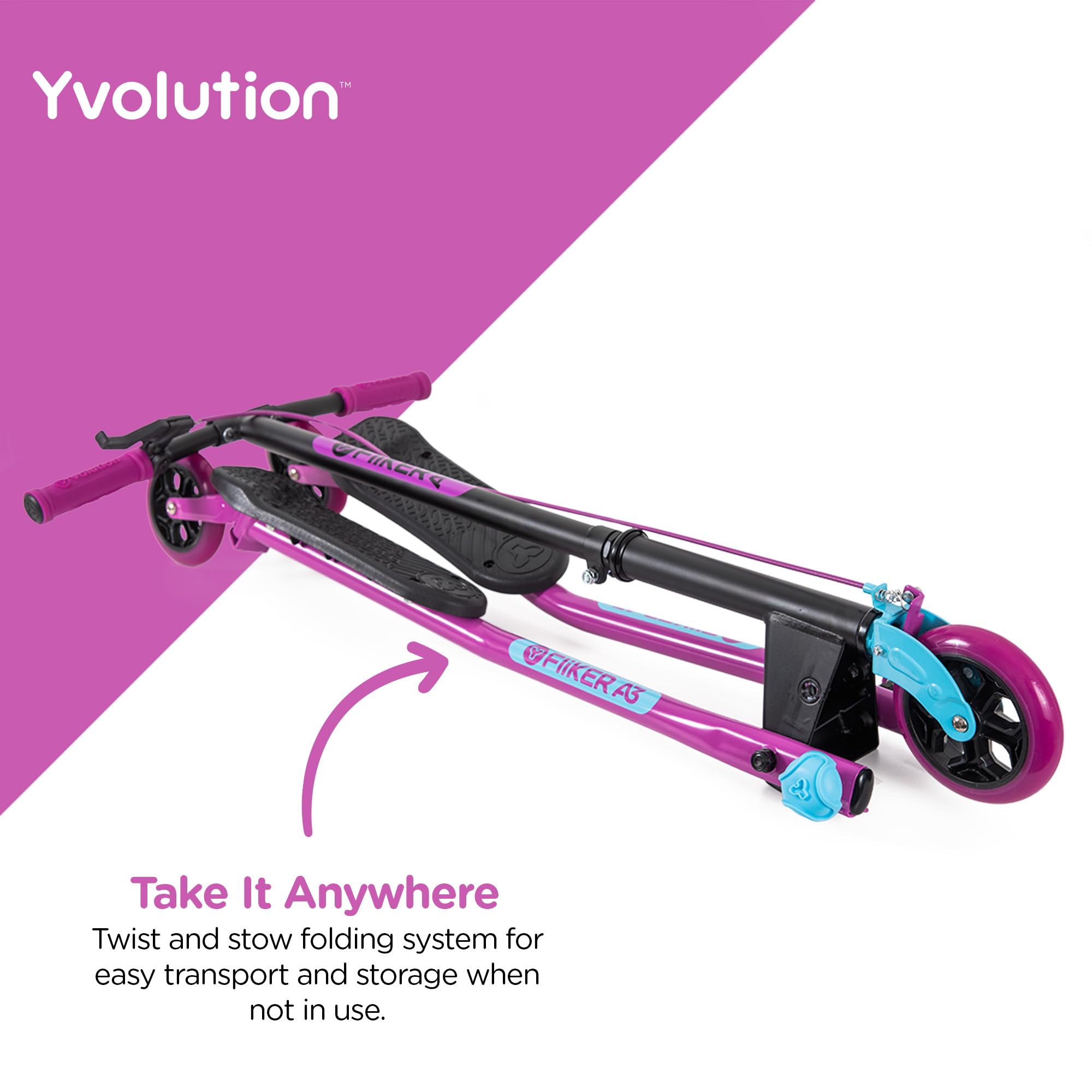 Yvolution Y Fliker Air A3 Kids Drifting Scooter | Swing Scooter for Boys and Girls Age 7+ Years (Red 2020)