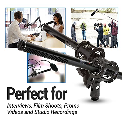 VidPro XM-88 Professional Video & Broadcast Shotgun Microphone Kit, 13-Piece, XLR, Aluminum Alloy, for Recording, Live Streaming, Music, Speaking, Interviews