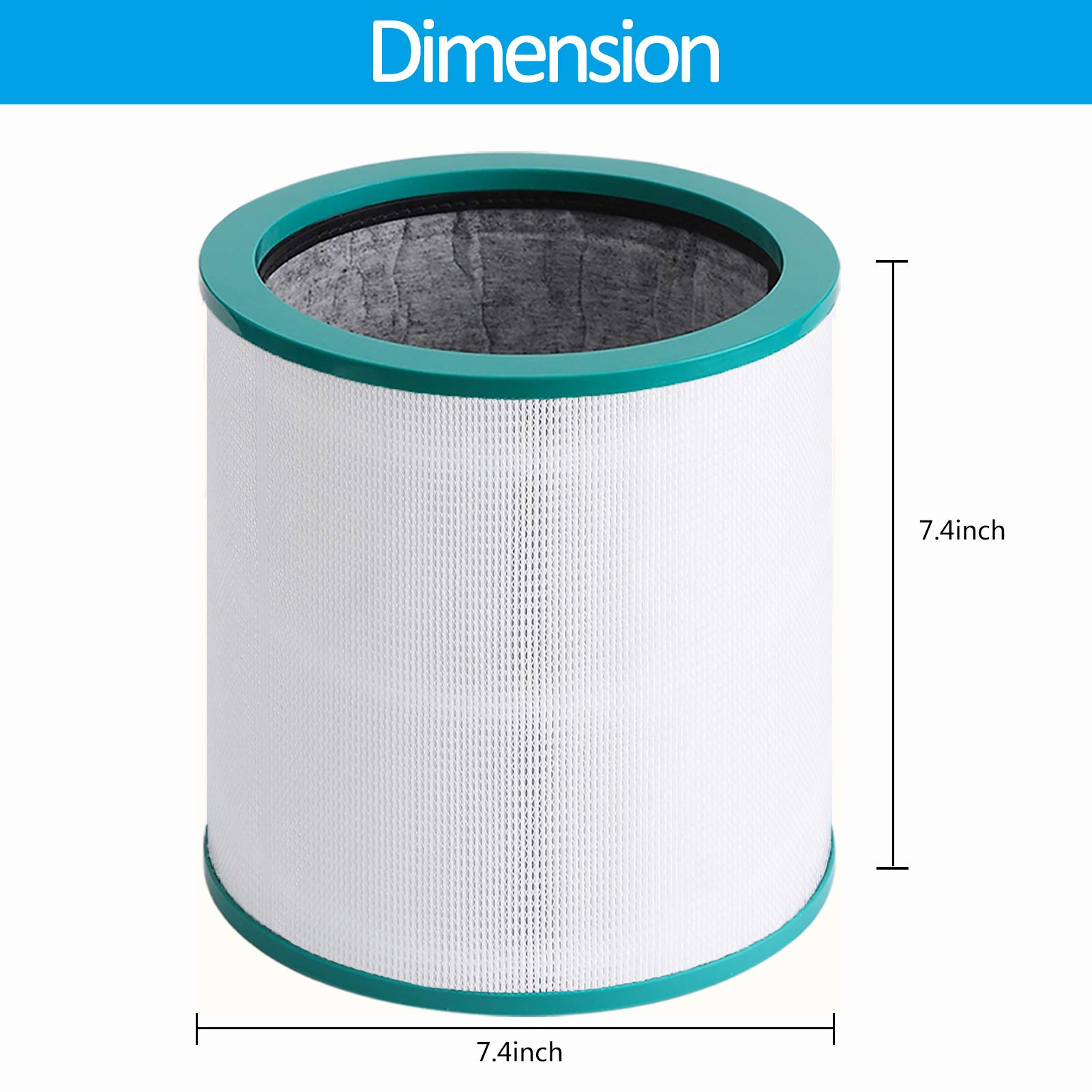 WOCASE True HEPA Replacement Filter Compatible with Dyson Tower Purifier Pure Cool Link TP01, TP02, TP03, BP01, Part No.968126-03