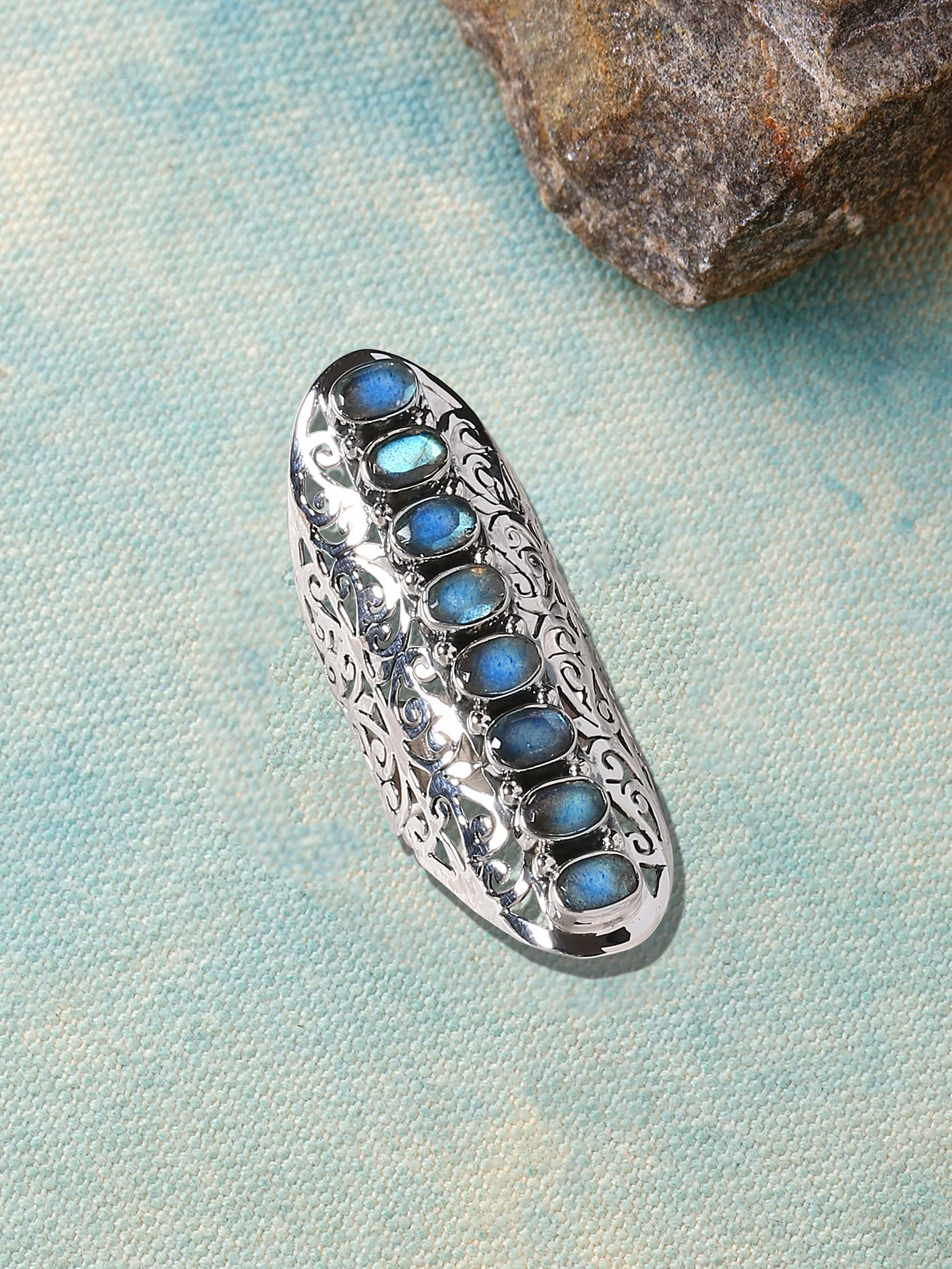 YoTreasure Labradorite Solid 925 Sterling Silver Designer Ring