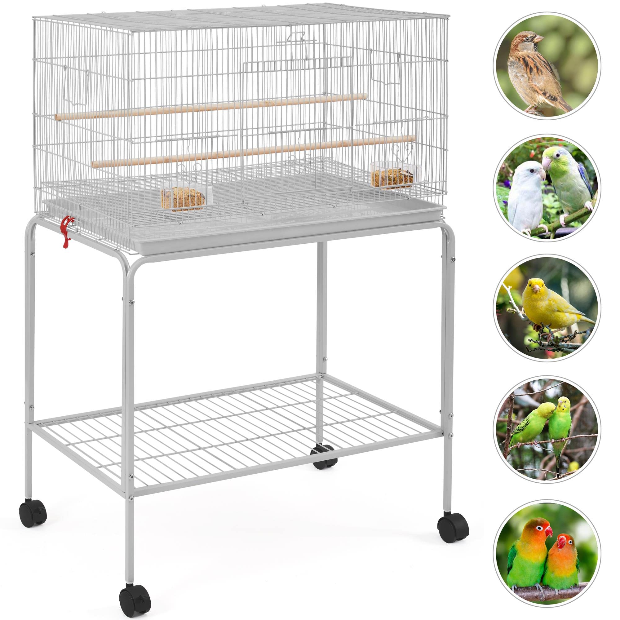 Yaheetech 47'' Height Metal Flight Bird Cage Parrot cage for Parakeets Conures Budgies Lovebirds with Rolling Stand