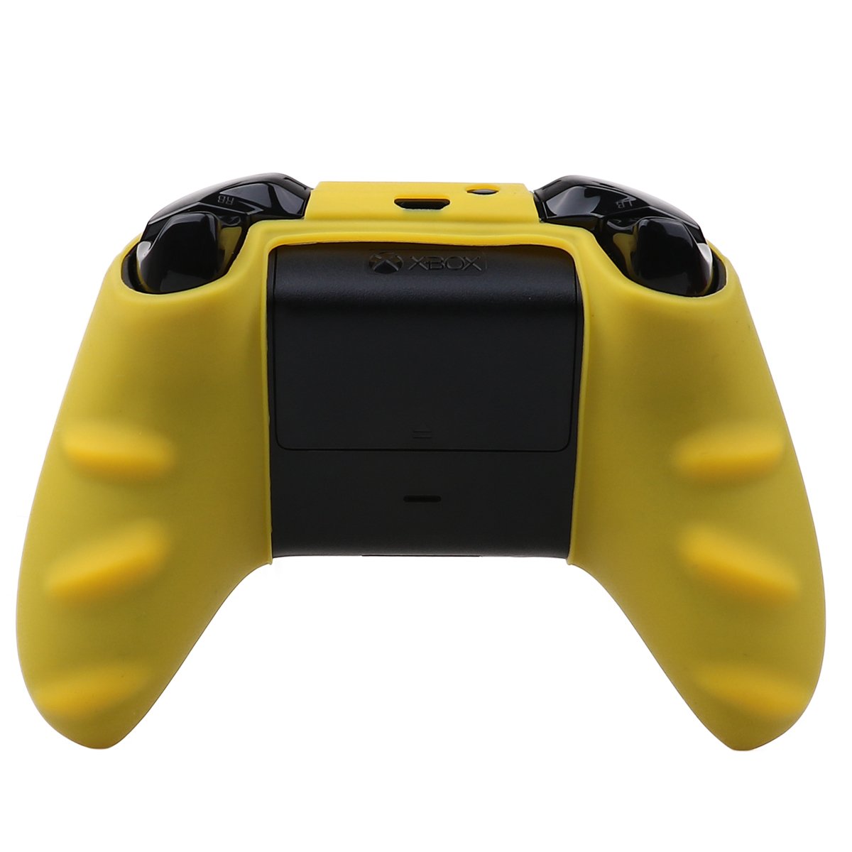 YoRHa Silicone Cover Skin Case for Microsoft Xbox One X & Xbox One S Controller x 1(Yellow) with Pro Thumb Grips 8 Pieces