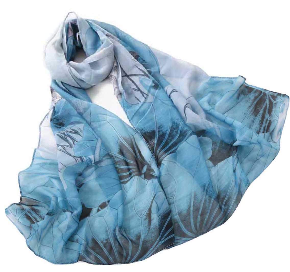 Women's Chiffon Scarf Lightweight Fashion Sheer Scarfs Shawl Wrap Scarves, Light Blue, 160*50CM