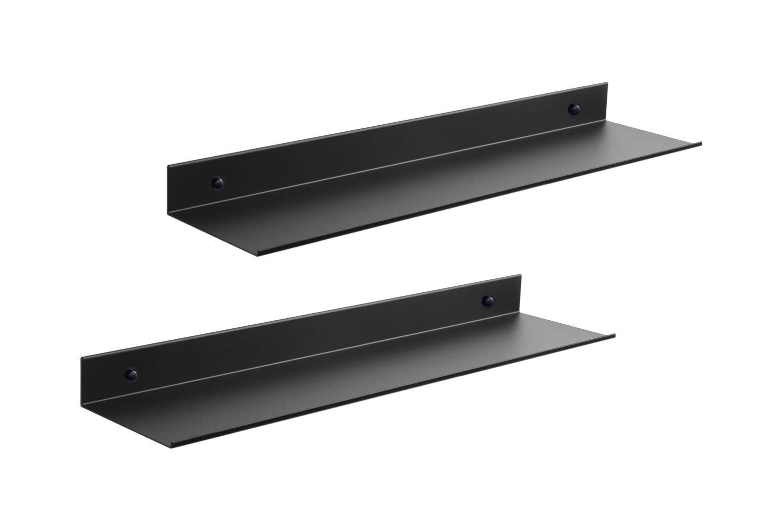 Z metnal Floating Shelves, Bedroom Shelves, Display Metal Wall Shelf for Funko Pop Speaker Figure Collection, Floating Storage Wall Decor, Aluminum, Wall Mounted, Matt Black, 20 inch, 2 Pack