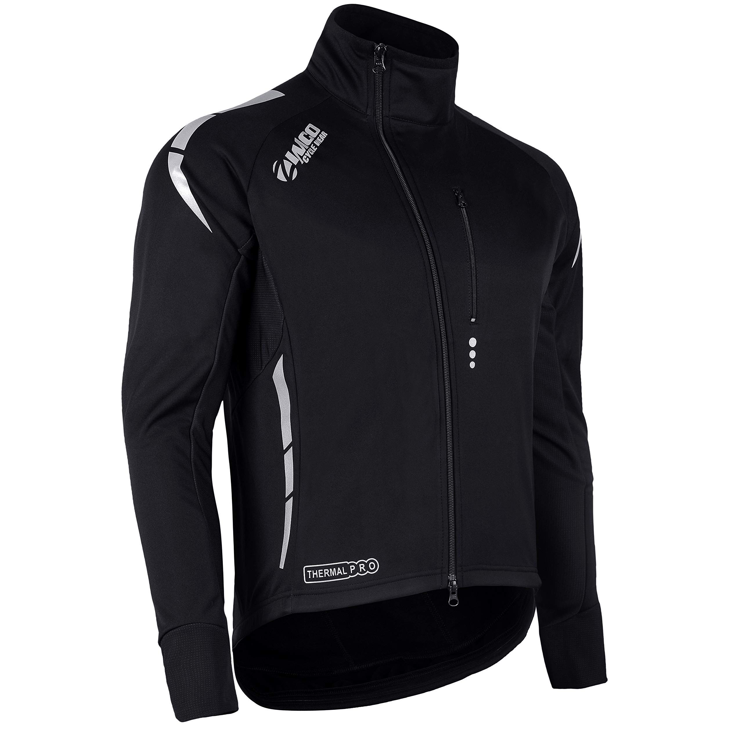 Zimco Pro Men Winter Cycling Jackets High Viz Bicycle Jersey Windproof Thermal Insulated Jacket (Medium, Black)