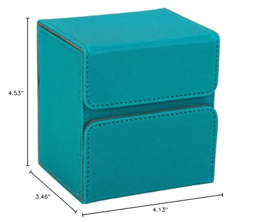 Venssu mtg deck box,deck box mtg,deck box tcg, PU Leather Large Size Fit 130 Plus Sleeved Cards Compatible with single/double sleeved toploader MTG TCG CCG (Turquoise)
