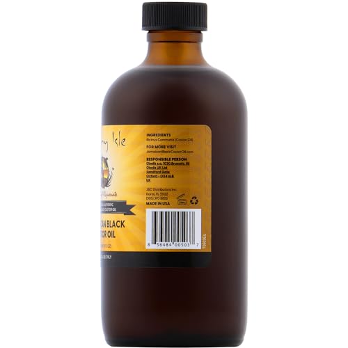 Sunny Isle Jamaican Black Castor Oil 8oz | 100% Natural Treatment for Hair, Scalp and Skin