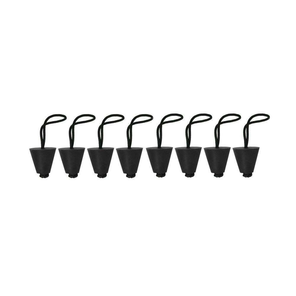 Yundxi Universal Kayak Scupper Plug Compressible Rubber Stopper with Pull String Fits Holes Between 3/4" to 1.5" (Black- 8pieces)