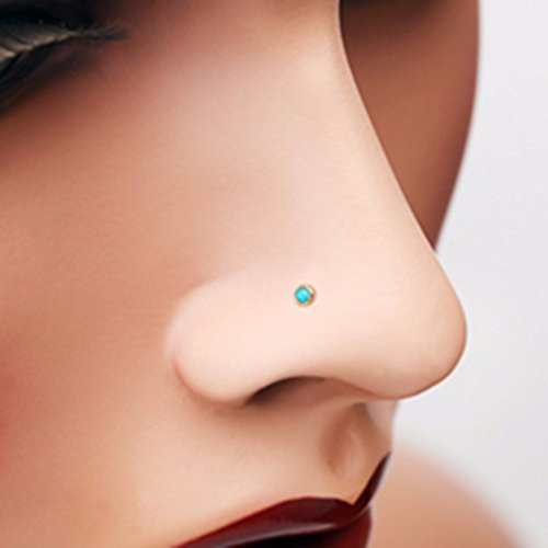 WildKlass Jewelry Golden Turquoise Stone Nose Stud Ring