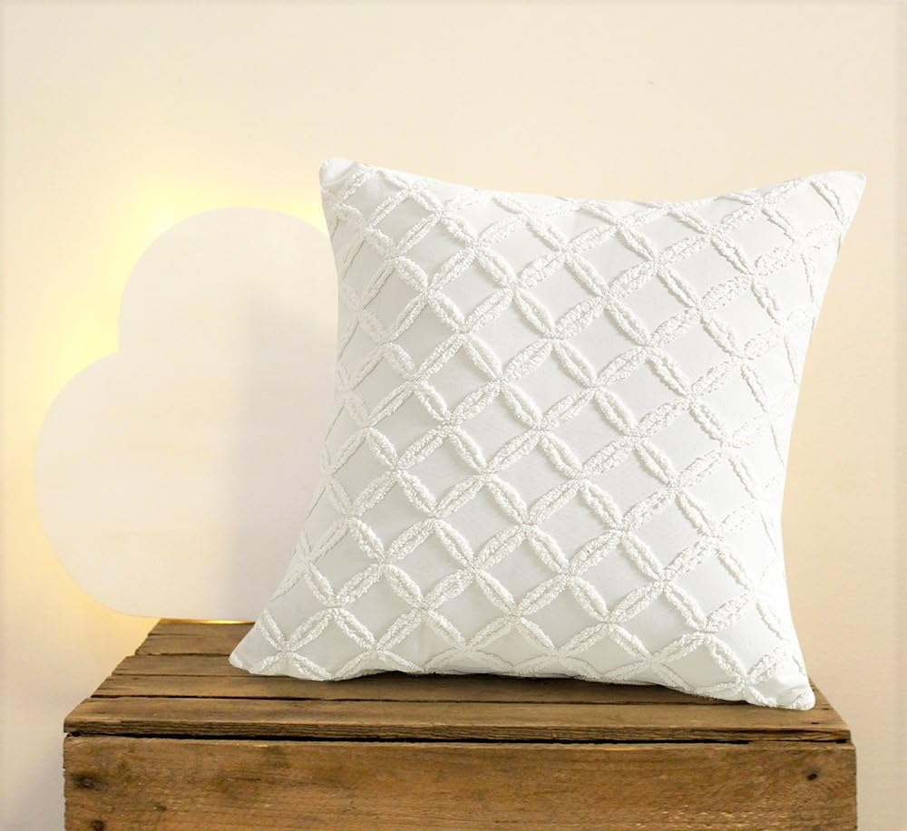 YmarisisiY Set of 2 Cream White Both Sides Tufted Throw Pillow Covers for Living Room Bedroom Sofa Home Decor, Tow Sides 3D Woven Tufted Velvet Pillowcase 18"x18"