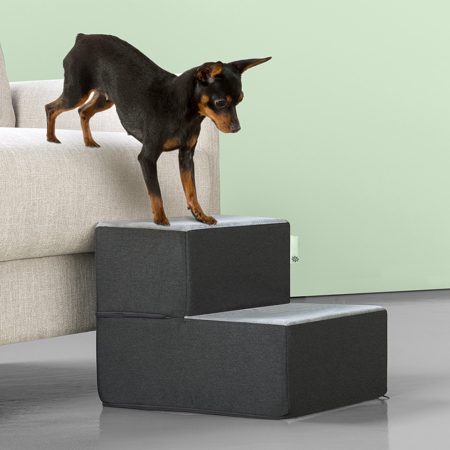 Zinus PS-C2115C Easy Pet Stairs/Pet Ramp/Pet Ladder, Small, Grey