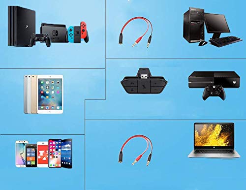 YSSHUI PC Gaming Headset for PS4 Xbox One, Onikuma 3.5mm Stereo USB LED Headphones with Omnidirectional Microphone, Volume Control for Computer Laptop Mac Playstation 4 Black + Blue