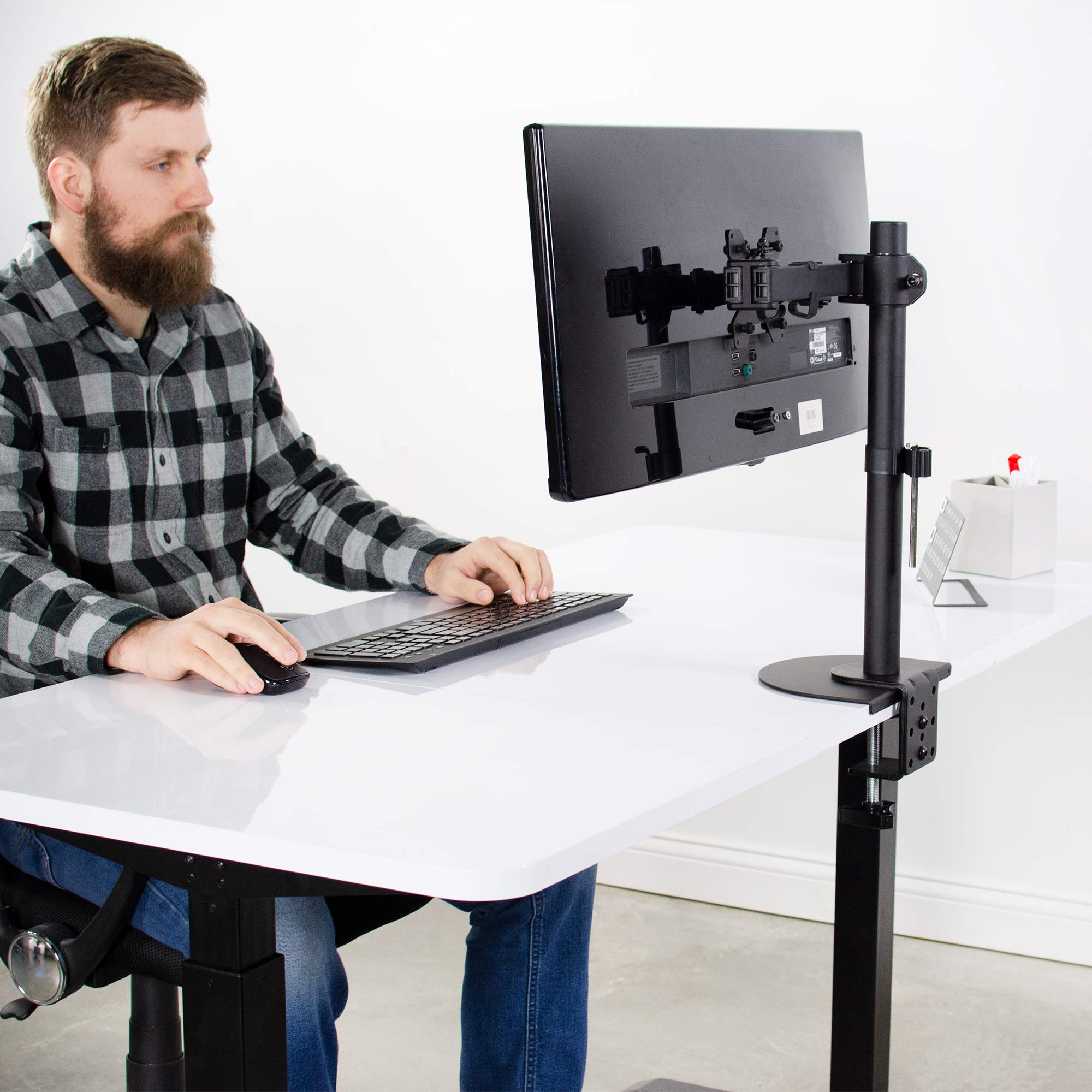 VIVO Steel Reinforcement Bracket Mount Plate for Thin, Glass, and Other Fragile Table Tops, Clamp Compatible with Most Monitor Stand C-Clamp Installations, Black, STAND-AC01R