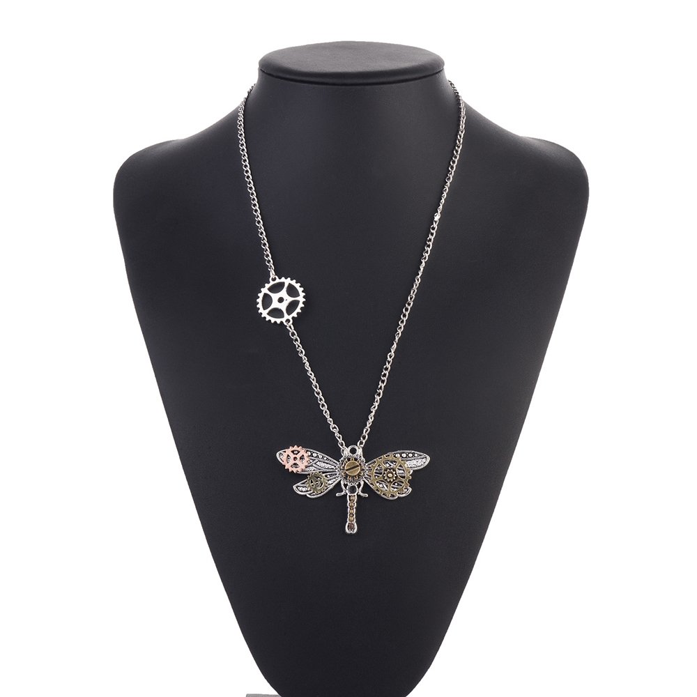 Zed ShadoWw Steampunk Dragonfly Pendant Sweater Necklace with 25”Chain