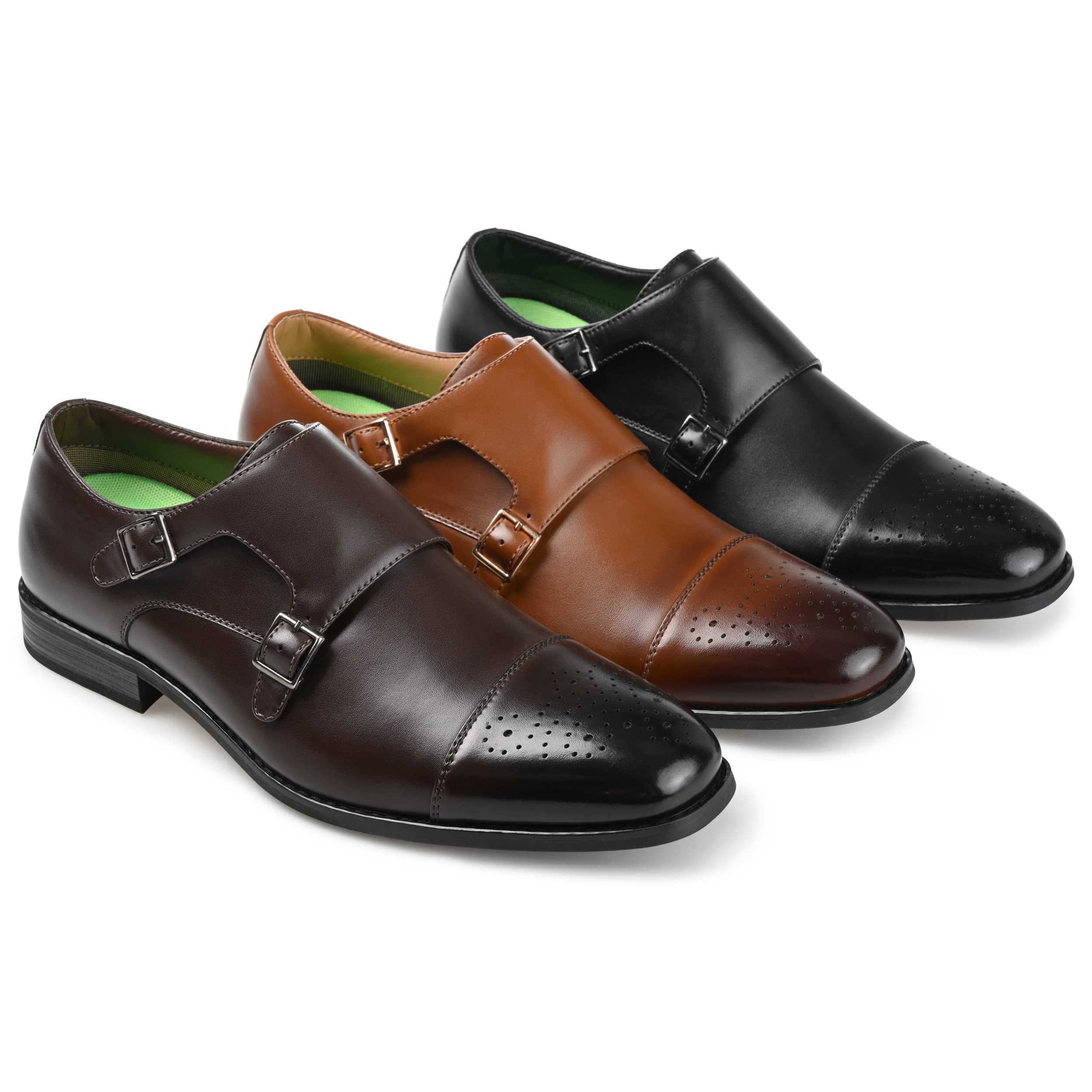 Vance Co. Mens Atticus Tru Comfort Foam Double Monk Strap Cap Toe Dress Shoe Black 8.5 Medium MENS US
