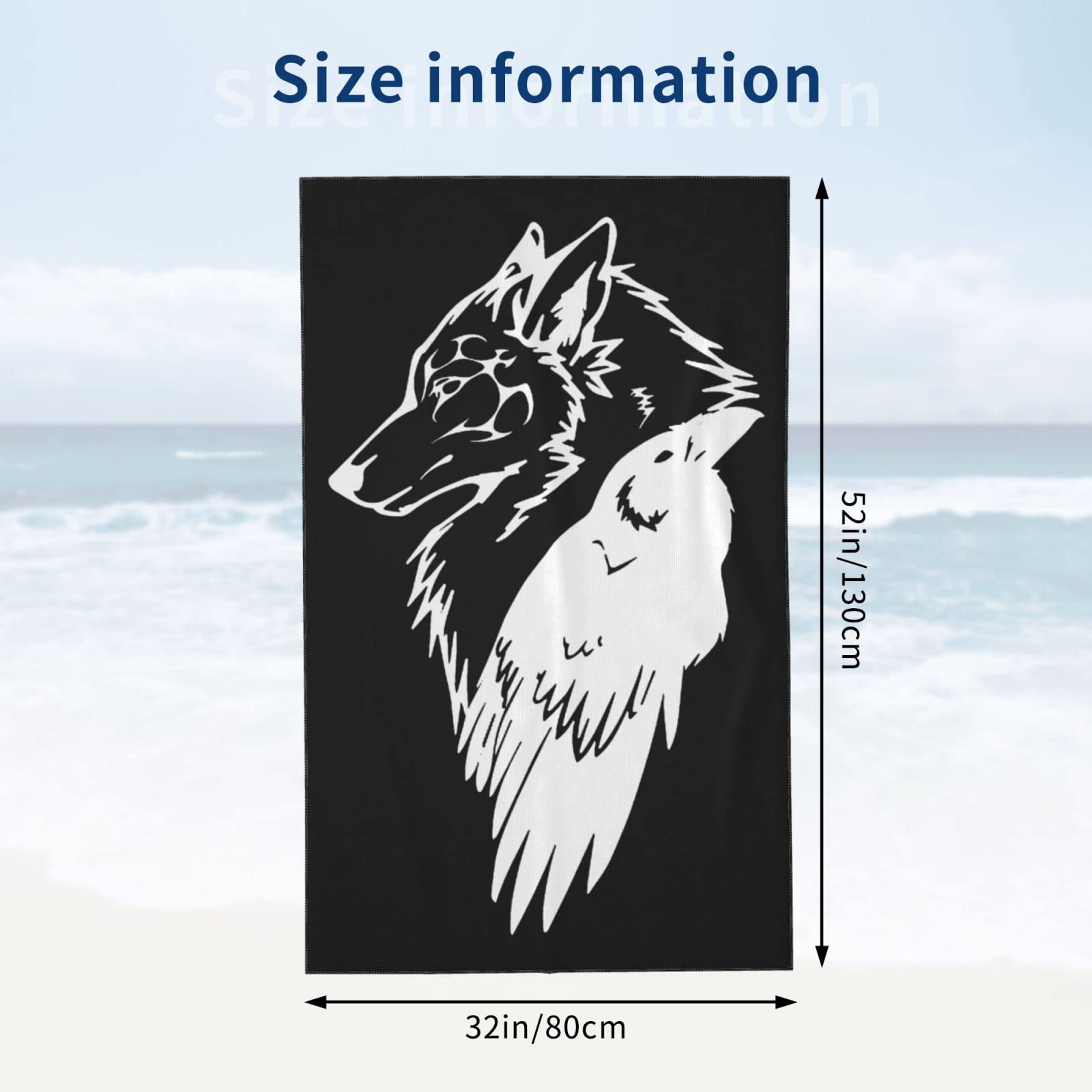 Zahika Odin Viking Norse Wolf Beach Towel Absorbent Bathroom Towels Beach Towels Oversized Super 32x52 Inch