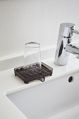 Yamazaki Home Self-Draining Tray-Sink Counter Holder Acrylic | Soap Dish, One Size, Black