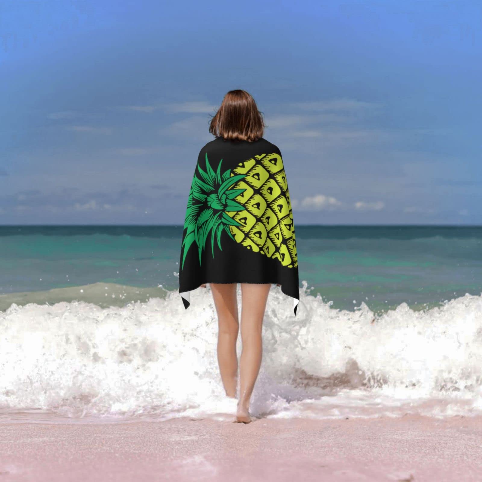 Zahika Upside Down Pineapple Beach Towel Absorbent Bathroom Towels Beach Towels Oversized Super 32x52 Inch
