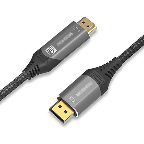 ZZL DisplayPort to HDMI Cable (4K@120Hz,8K@60Hz) DP 1.4 to HDMI 2.1 Cord High Speed Uni-Directional DP to HDMI (Length : 1m)