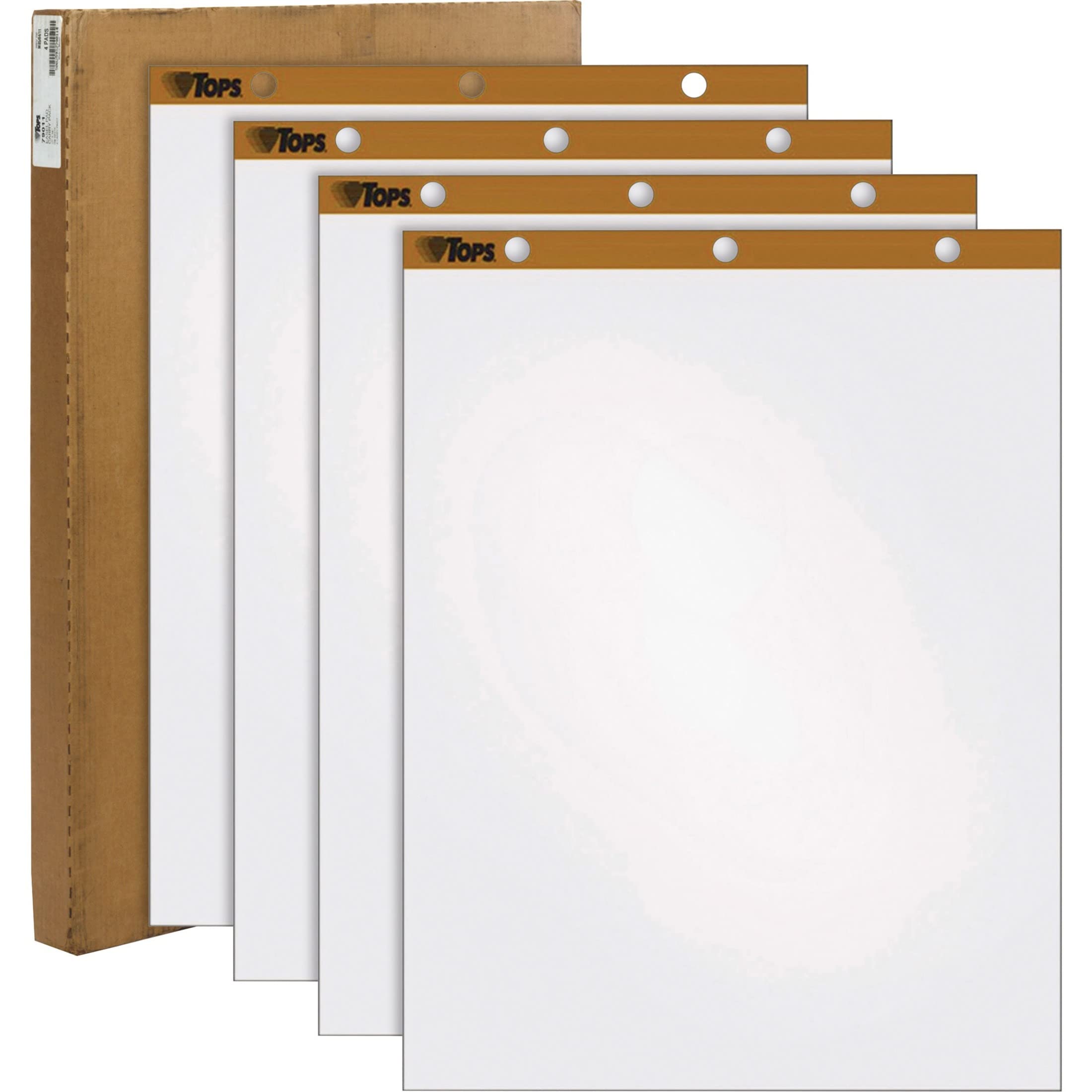 TOPS Easel Pad, 27.5 x 35 Inches, 3-Hole Punched, 50 Sheets, White, Carton of 4 Easel Pads (79011) (Pack of 4)