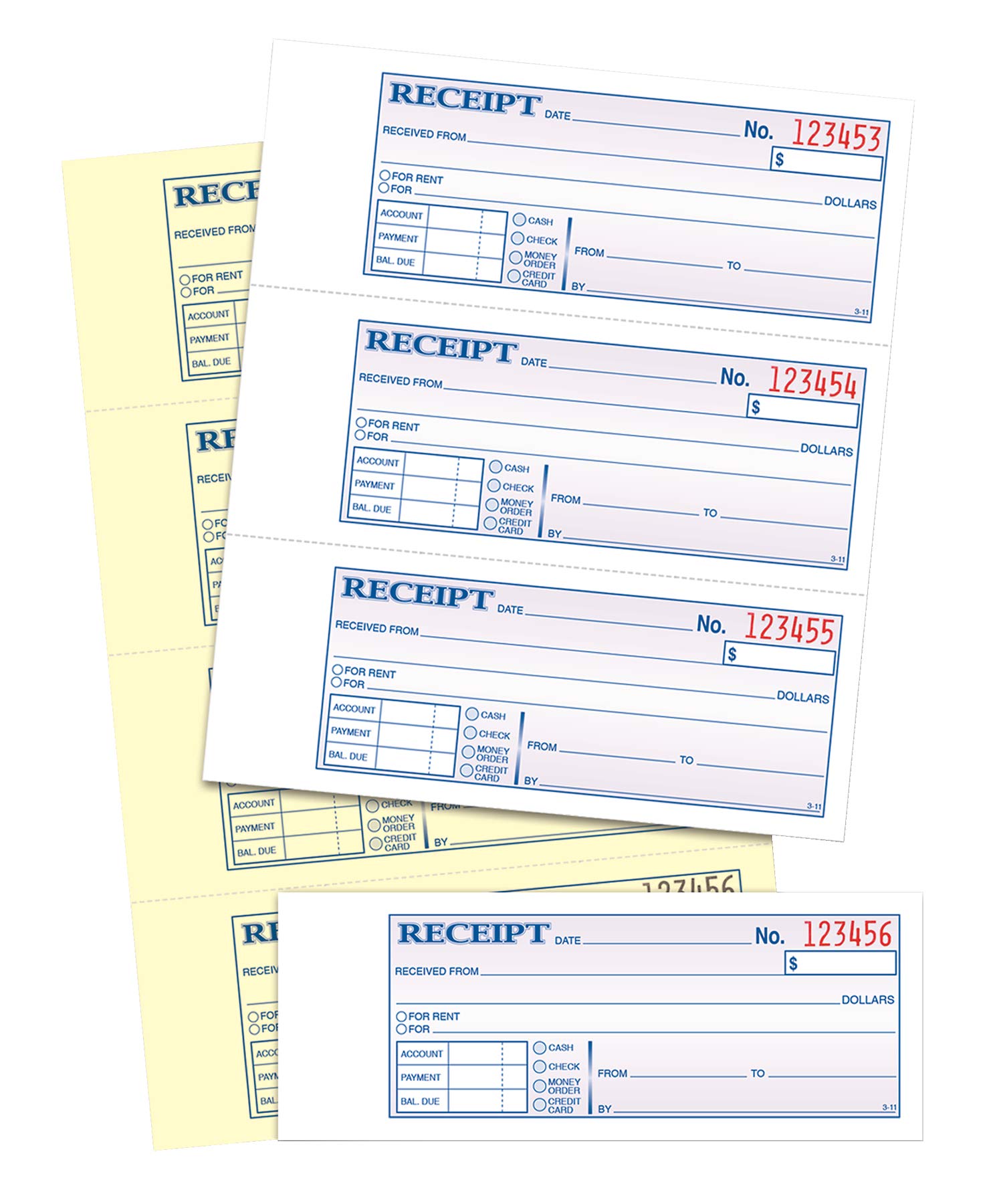 TOPS Money/Rent Receipt Book, 2-Part, Carbonless, 11 x 7-5/8 Inches, 4 Receipts/Page, 200 Sets per Book (46806)
