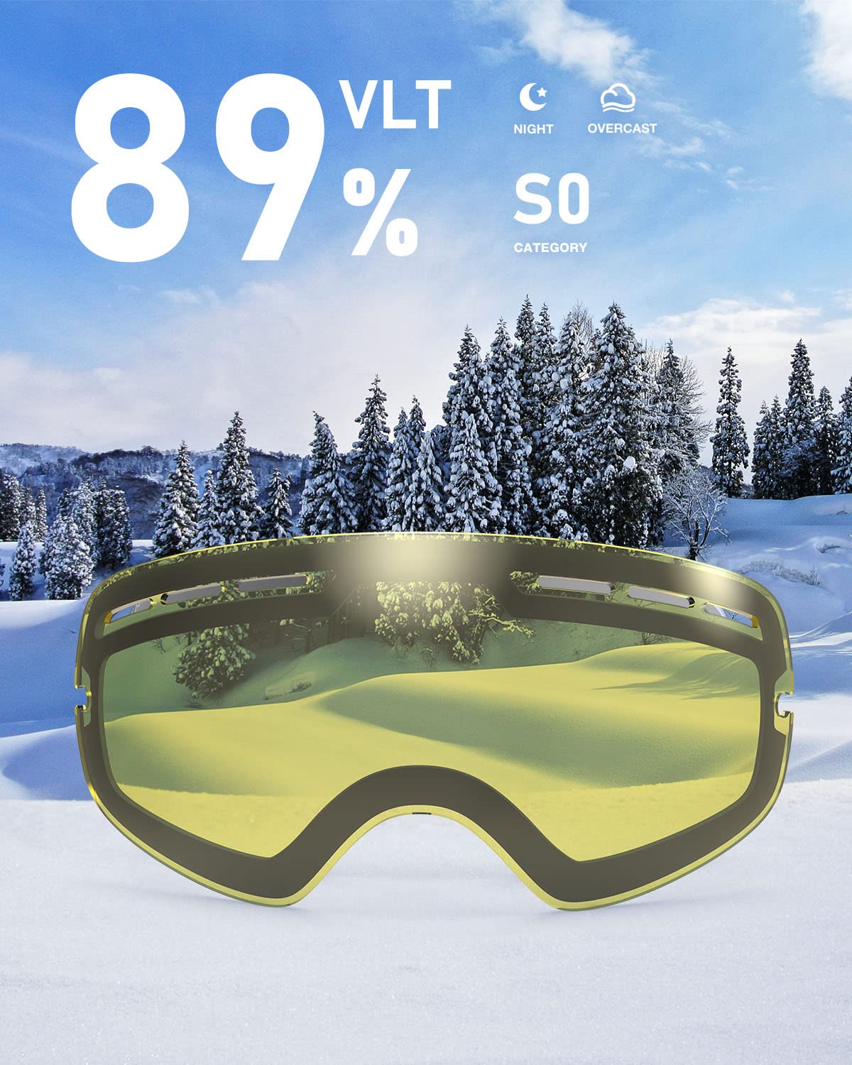 ZIONOR X Ski Snowboard Snow Goggles Replacement Lenses (VLT 7% Revo Gold Lens)