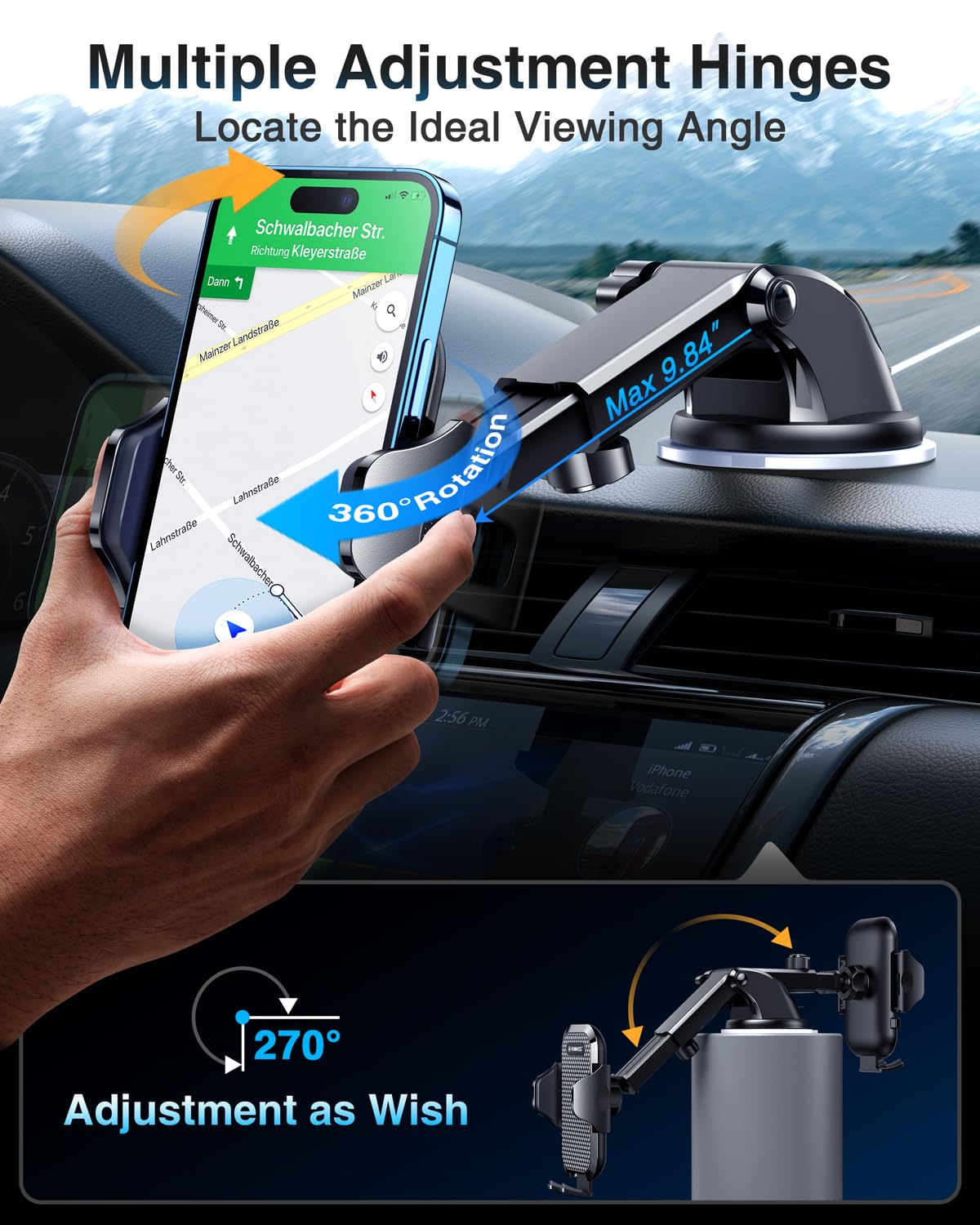 VANMASS 2024 【Best Military-Grade】 Phone Holders for Your Car 【65+LBS Strongest Suction & Clip】 Ultimate Cell Phone Mount Dashboard Window Vent for iPhone 15 Pro Max 14 13 12 Samsung Android Truck