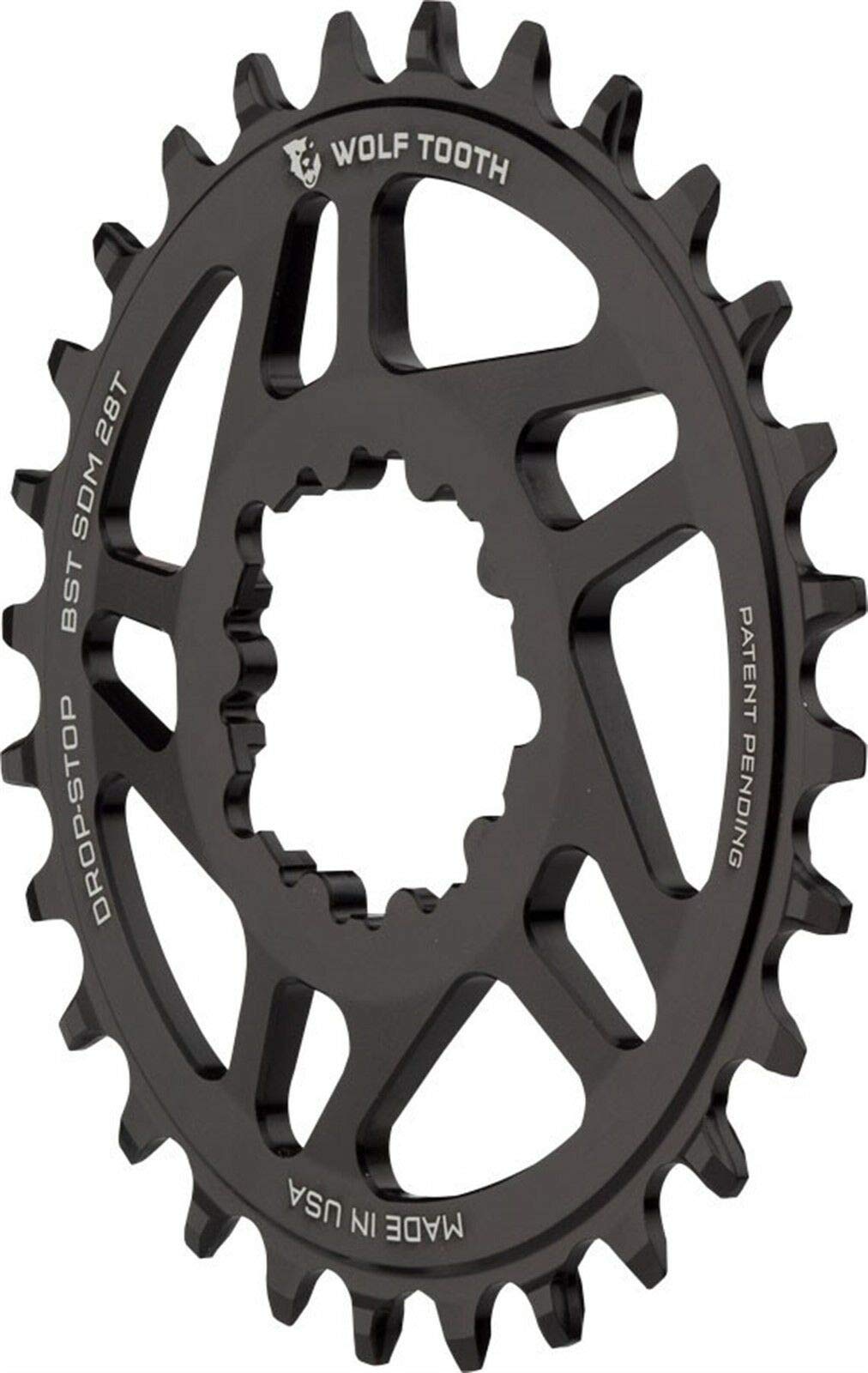 Wolf Tooth Direct Mount Round Mountain Bike Chainrings for SRAM Cranks (28 Tooth, Drop-Stop A, Boost, MTB)