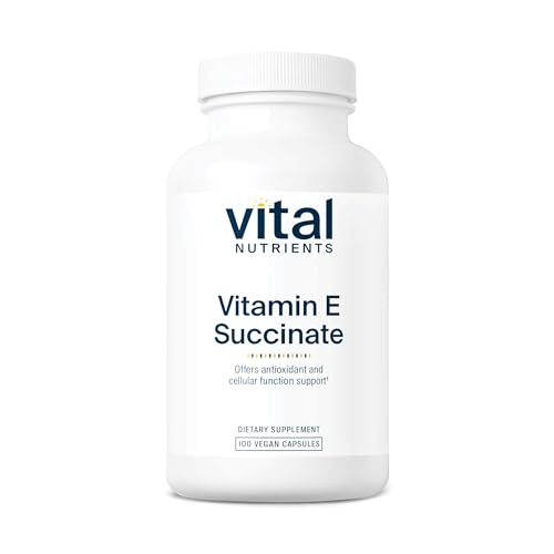 Vital Nutrients - Vitamin E Succinate - Naturally Derived Alpha Tocopheryl Succinate - 100 Vegetarian Capsules per Bottle - 536 mg