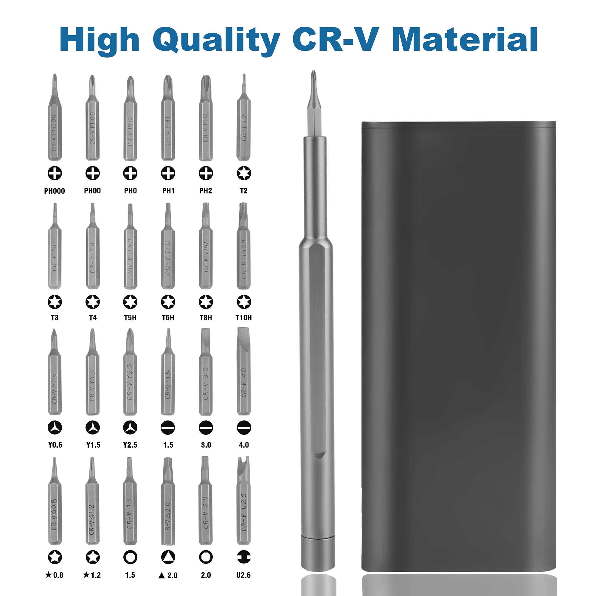 XOOL Precision Screwdriver Set, Pentalobe Screwdriver Tiny Screwdrivers Electronics Screwdriver Set Screw Driver Kit Torx Magnetic Screwdriver Set for iPhone PC MacBook Computer Tablet Cellphone