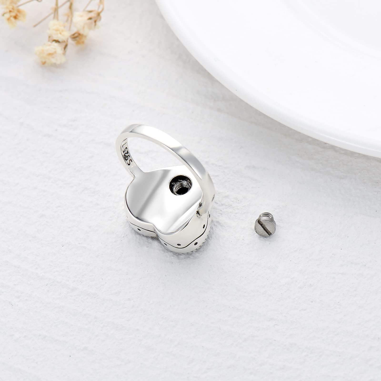 Sunflower Urn Ring for Ashes for Women Sterling Silver Memorial Keepsake Cremation Jewelry with Filling Tool - Alway in My Heart (7)