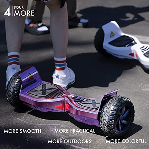 XPRIT 8.5'' All Terrain Off-Road Hoverboard w/Bluetooth Speaker, LED Lights, UL2272 Certified (WHITE)