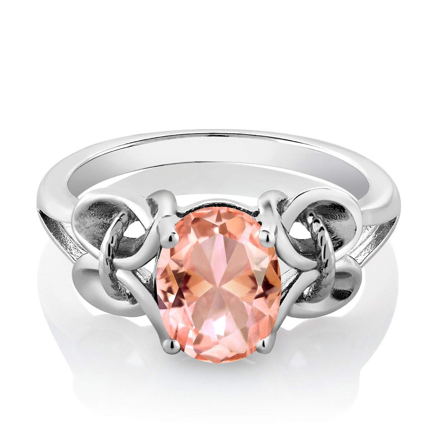 Gem Stone King 925 Sterling Silver Oval Gemstone Birthstone Engagement Ring | Oval 9X7MM | Wedding Anniversary Promise Ring For Women | Available in size 5, 6, 7, 8, 9