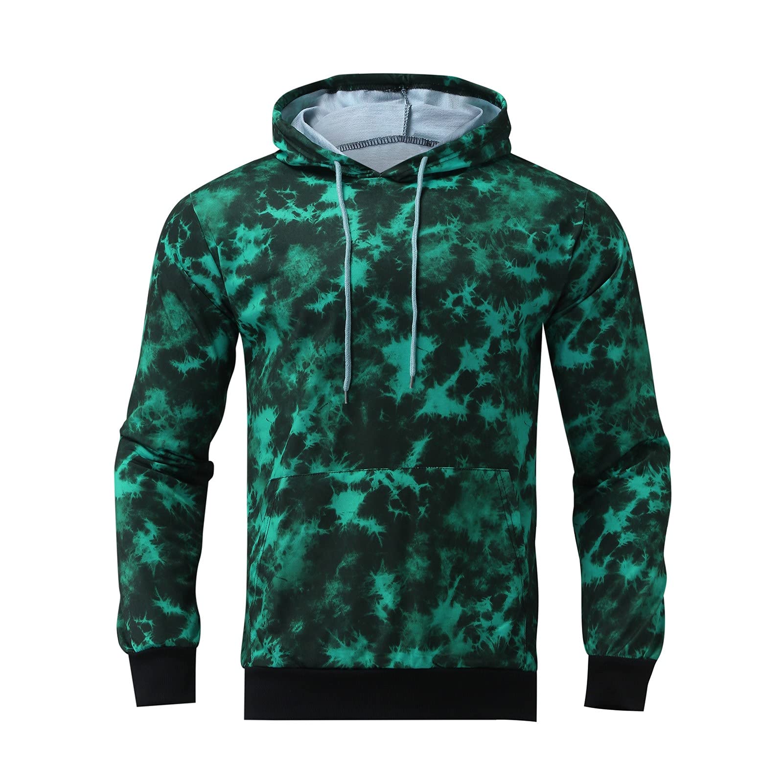 XXBR Tie Dye Hoodies for Mens, 3D Novelty Cool Printed Hooded Pullover Drawstring Casual Sweatshirts with Pockets Fall Late Summer Holiday Vacation Back to School University College Labor Day