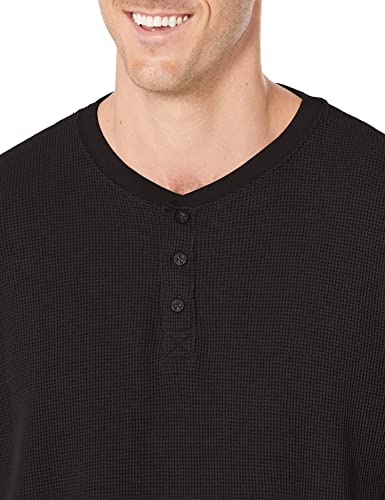 Wrangler Authentics Men's Long Sleeve Waffle Henley, Caviar, X-Large