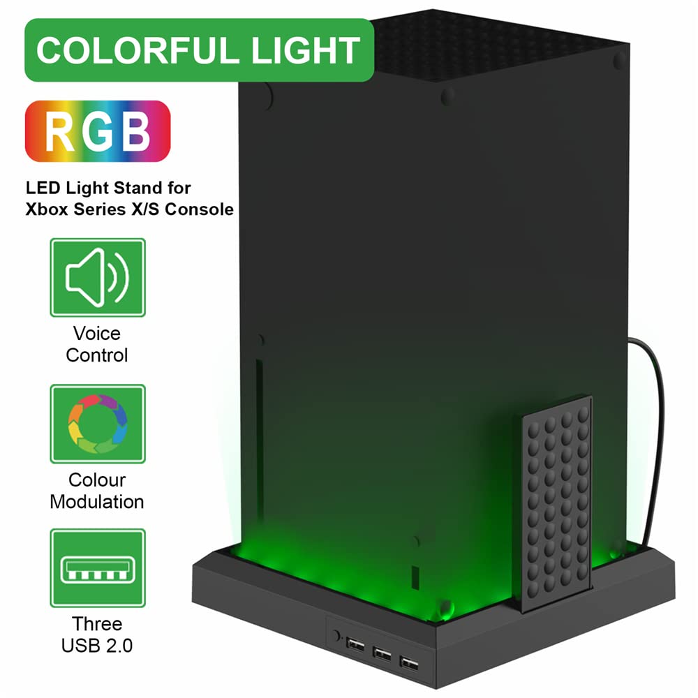 Vertical Stand Multi-Function Charging Cooling Fan Base for Xbox Series X/S RGB Charging Cooling Stand Colorful Light Controller Handle Charger Bracket for Gaming Accessories
