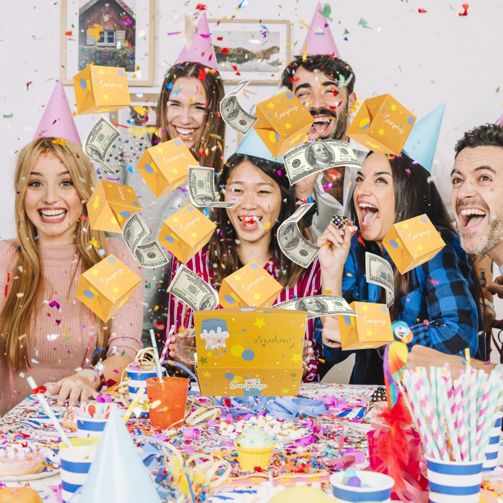 Surprise Gift Box Explosion, Happy Birthday Surprise Gift Boxes, Surprise Box Gift Box for Money, Pop-Up Explosion Gift Box, Exploding Pop Up Money Box, Gift Box Explosion for Money and Birthday