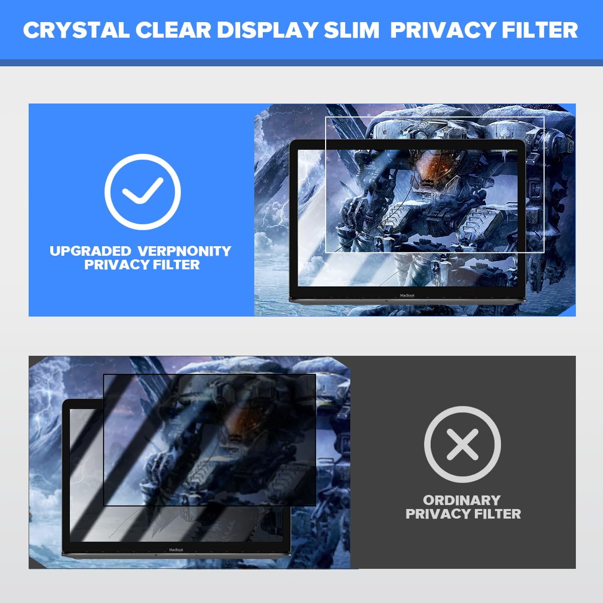 VERPONITY [2-Pack] HD Privacy Screen MacBook Pro 13 inch(2016-2022,M1)/ MacBook Air 13 inch(2018-2021,M1)，Removable Crystal Clear Laptop Screen Privacy Shield with Anti-Glare Coating Filter……