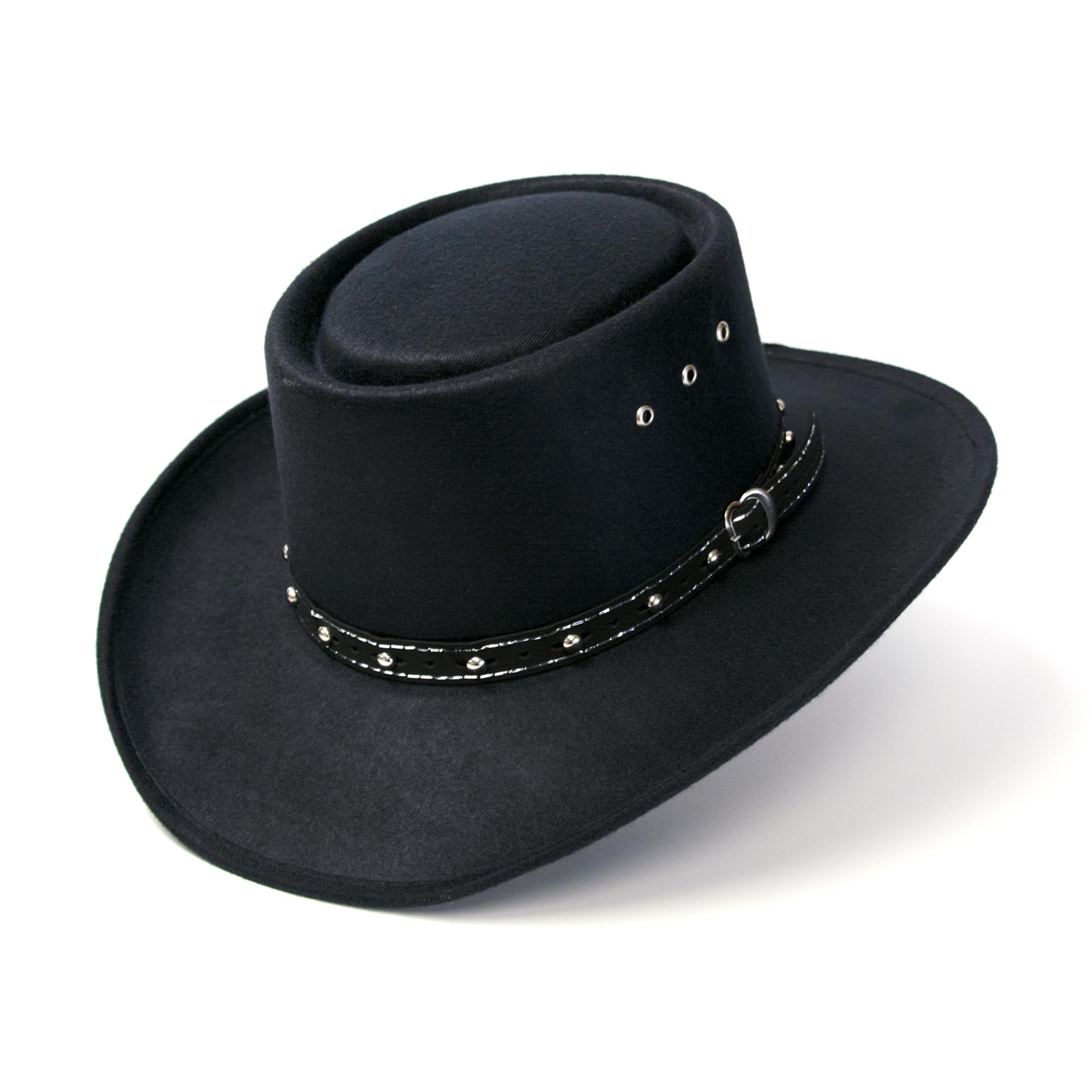 Western Express Adult's Faux Felt Gambler Cowboy Hat - Classic Black Western Style