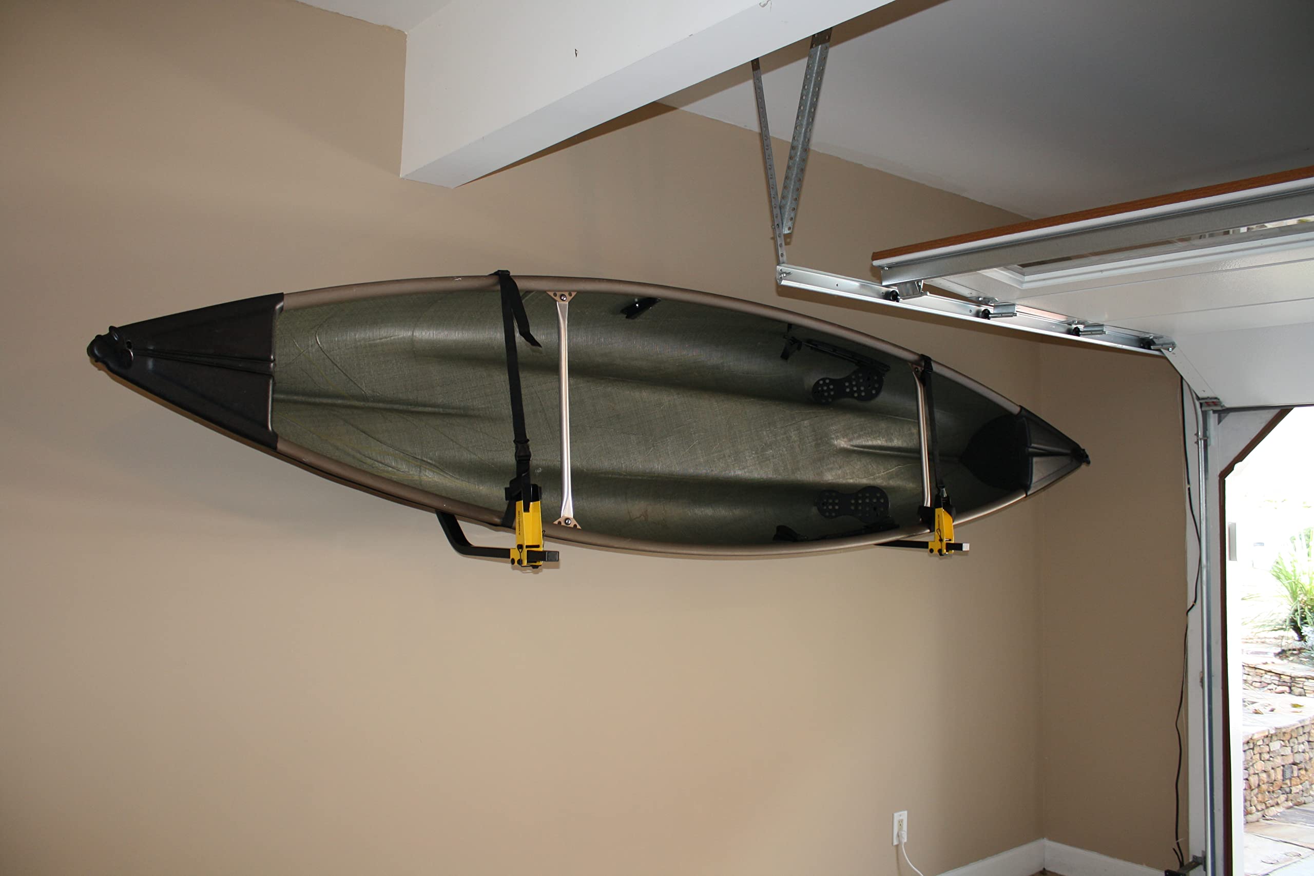 Suspenz Deluxe Kayak Canoe SUP Storage Rack, Adjustable Wall Hangers/Hooks, Indoor & Outdoor Use, Safety Straps, Stores Boats Up to 125 lbs (11-0111)