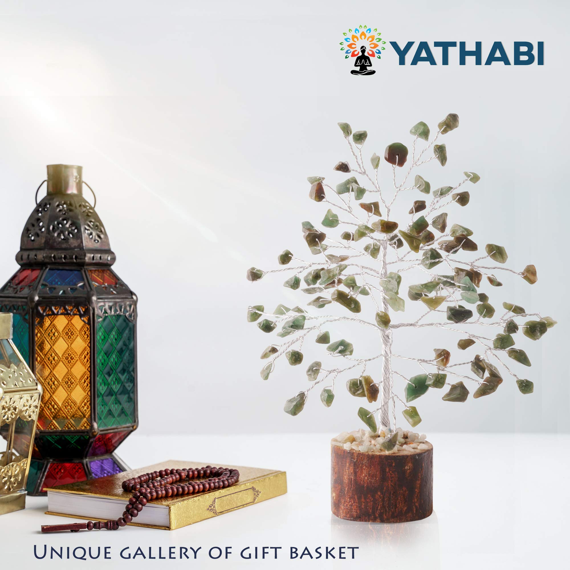 YATHABI Green Aventurine - Crystal Tree for Positive Energy - Chakra Money Tree - Green Adventurine Stone - Chakra Tree - Crystals for Luck - Crystal Bonsai Tree - Crystal Gift