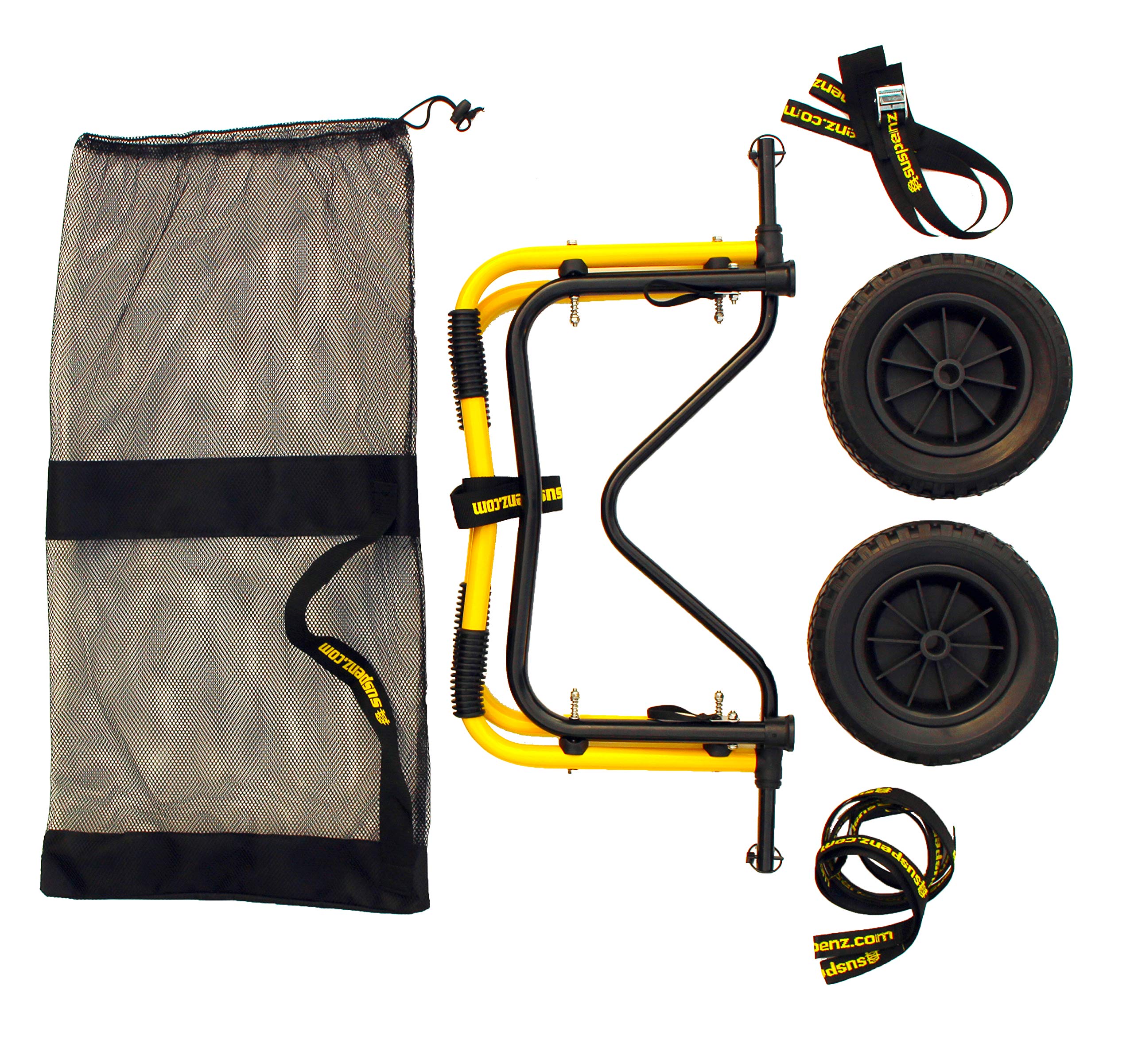 Suspenz Kayak Canoe Trailer Cart, Heavy Duty Kayak Transport Dolly with Airless Wheels, Yellow, 22-6699